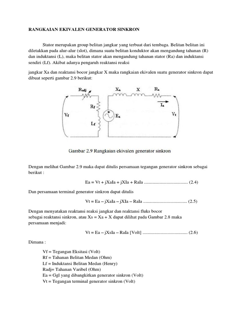 Rangkaian Ekivalen Generator Sinkron | PDF | Metode & Bahan Ajar | Sains & Matematika