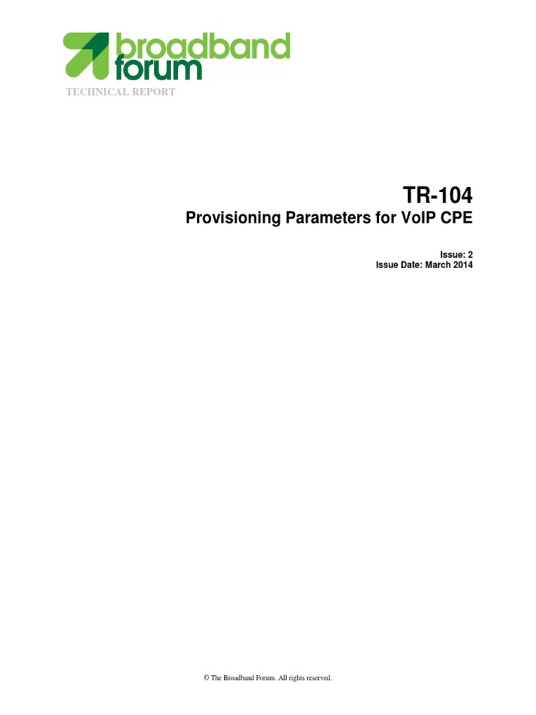 TR 104 PDF | Download Free PDF | Session Initiation Protocol | Customer ...