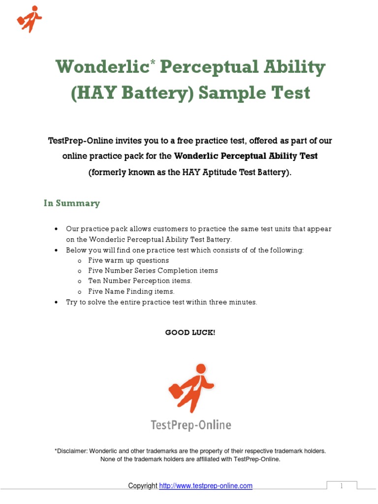 Wonderlic Perceptual Ability Sample Test | PDF | Test (Assessment ...