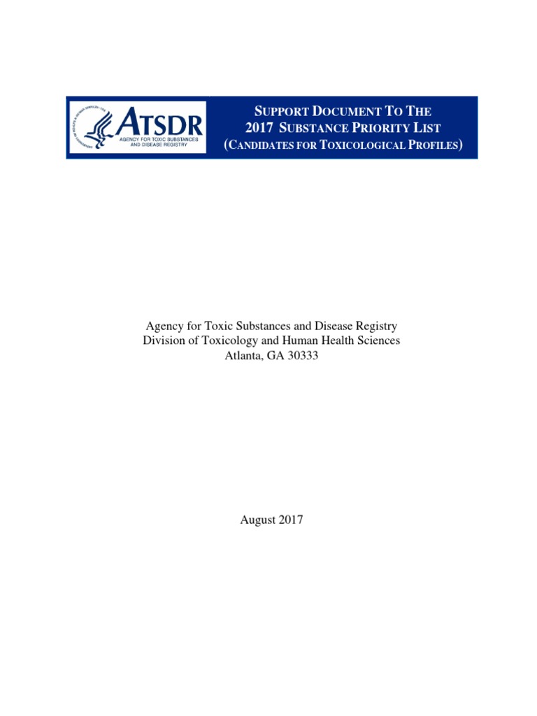 2017 ATSDR Substance Priority List Guide | PDF | Superfund | Toxicity