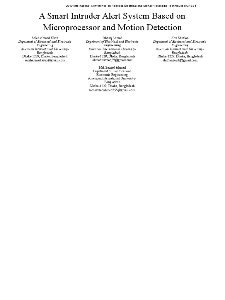 A Smart Intruder Alert System Based On Microprocessor and Motion ...