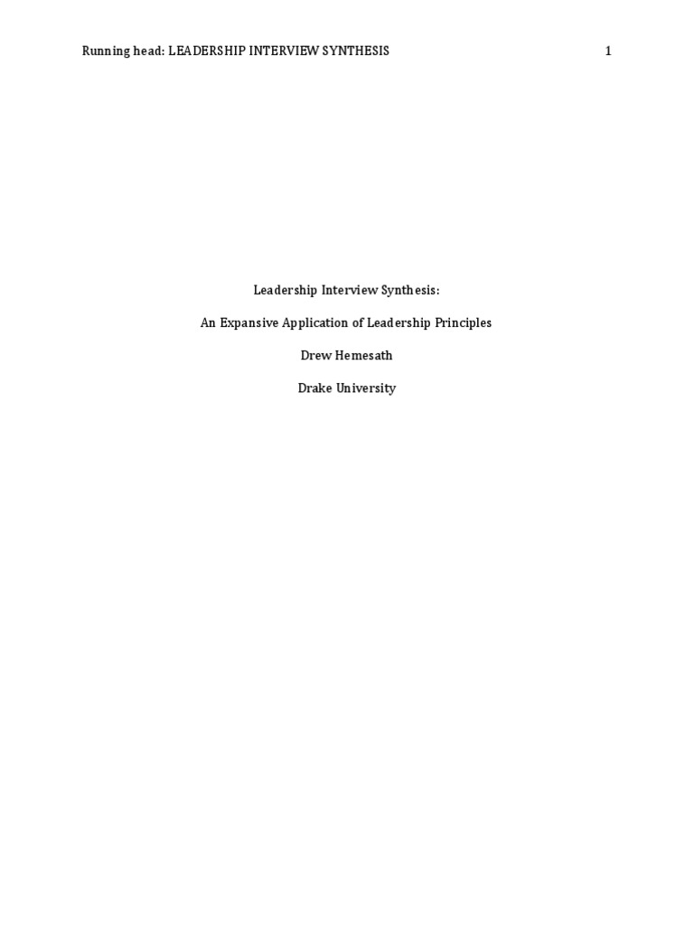 Leadership Interview Synthesis | PDF | Leadership | System