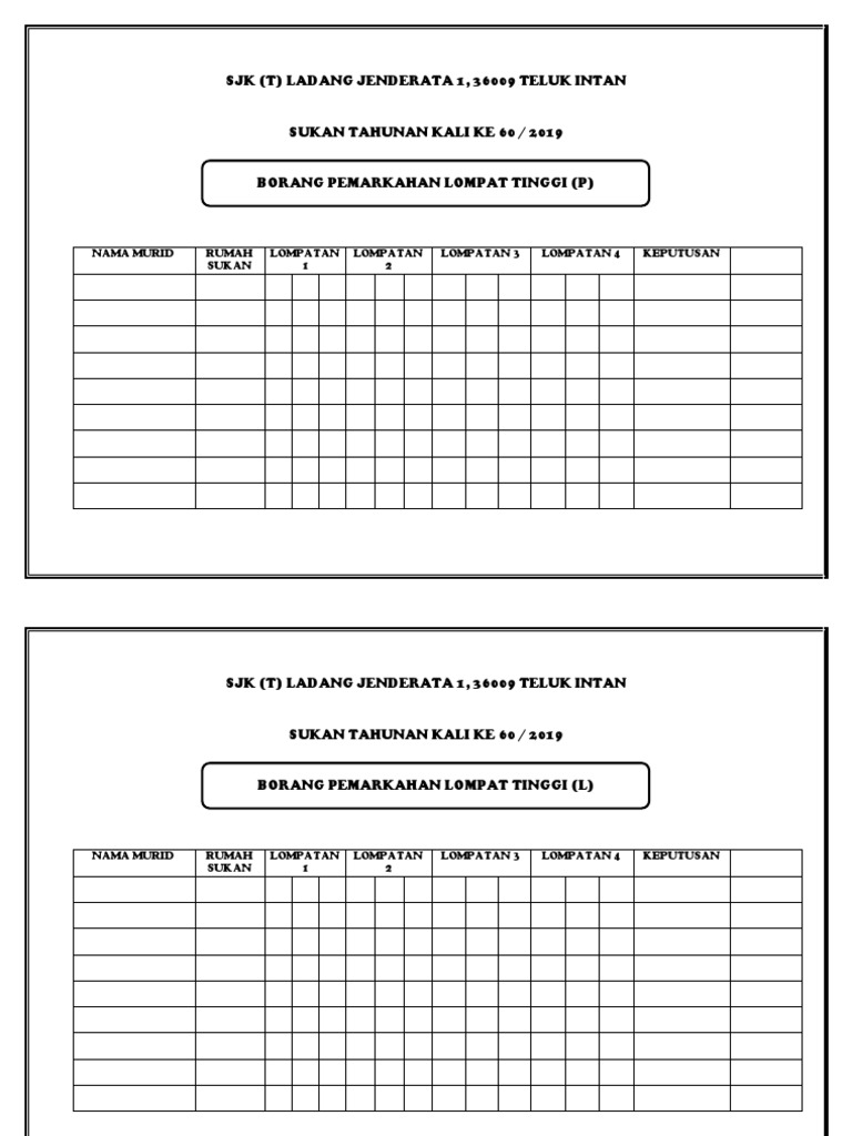 Borang Sukantara | PDF | Olahraga & Rekreasi