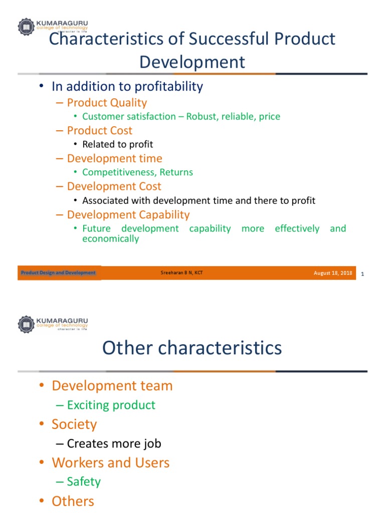 Characteristics of Successful Product Development: - in Addition To ...