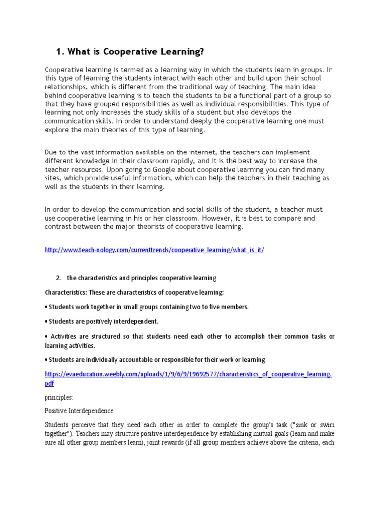 Cooperative Learning | PDF | Teachers | Learning