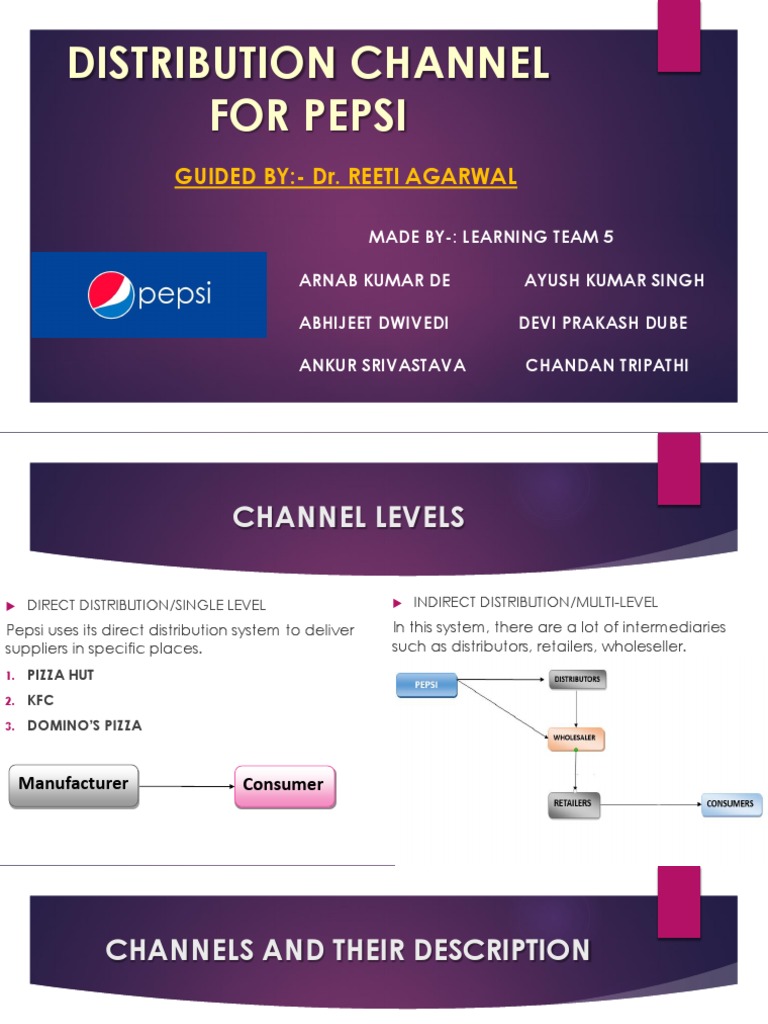 Distribution Channel For Pepsi: Guided By:-Dr. Reeti Agarwal | PDF ...
