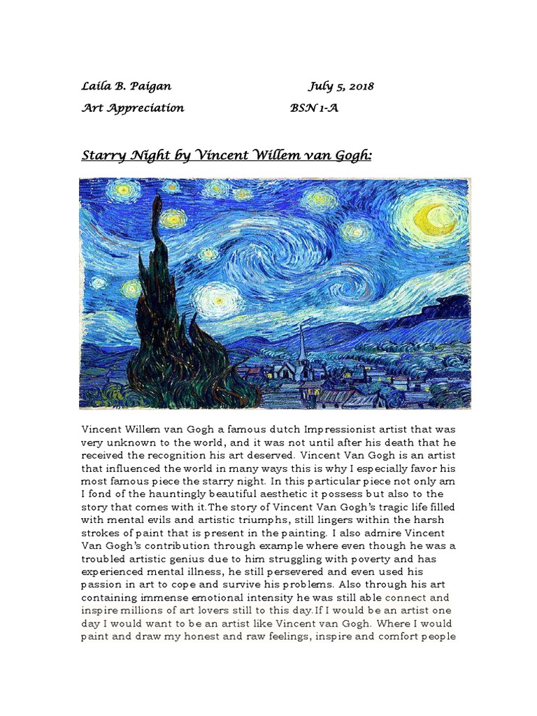 Starry Night by Vincent Willem Van Gogh | PDF | Poetry | Classics