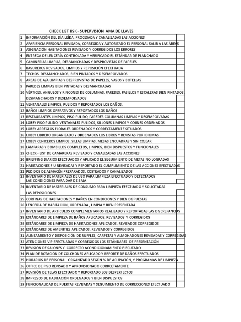 Check - List Hsk. Supervision | PDF