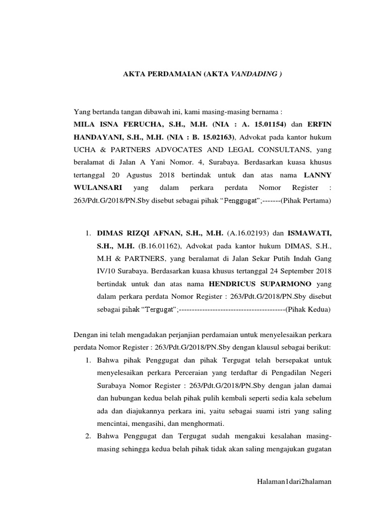 Akta Perdamaian | PDF