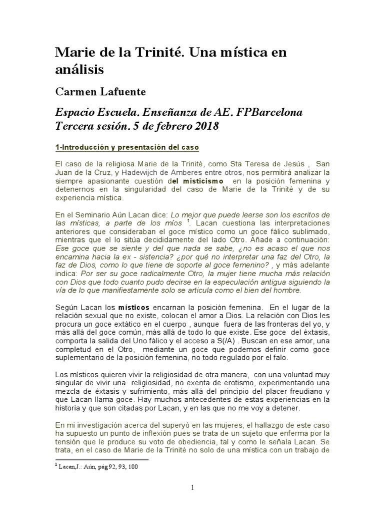 Marie de La Trinite | PDF | Jacques Lacan | Misticismo