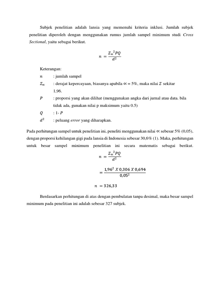Sampel Cross Sectional | PDF | Metode & Bahan Ajar