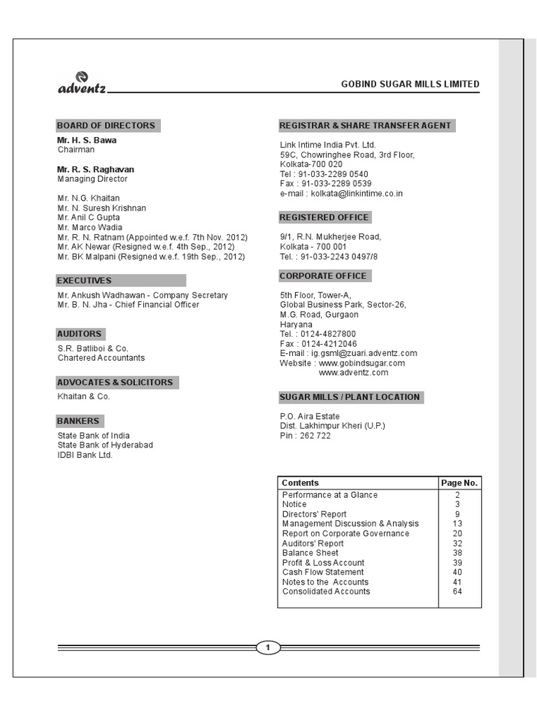 GSML Annual Report 2011 12 | PDF | Stocks | Corporations