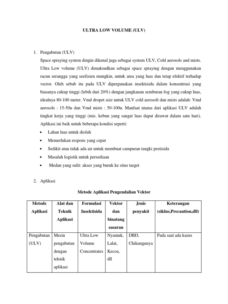 Ultra Low Volume 1 | PDF