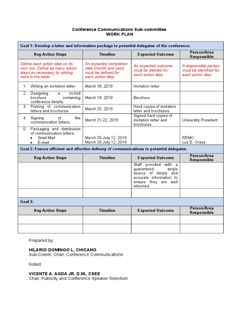 Work Plan Template | PDF | Communication | Business