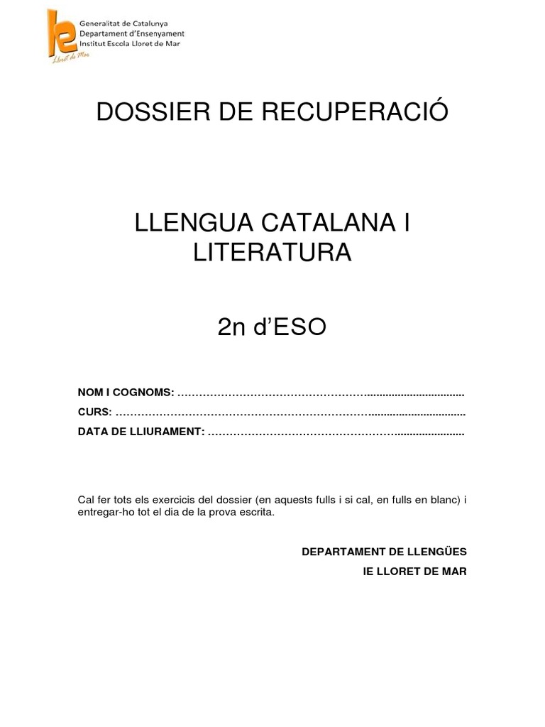 Deures D - 'Estiu de Catala 2n D - 'Eso | PDF