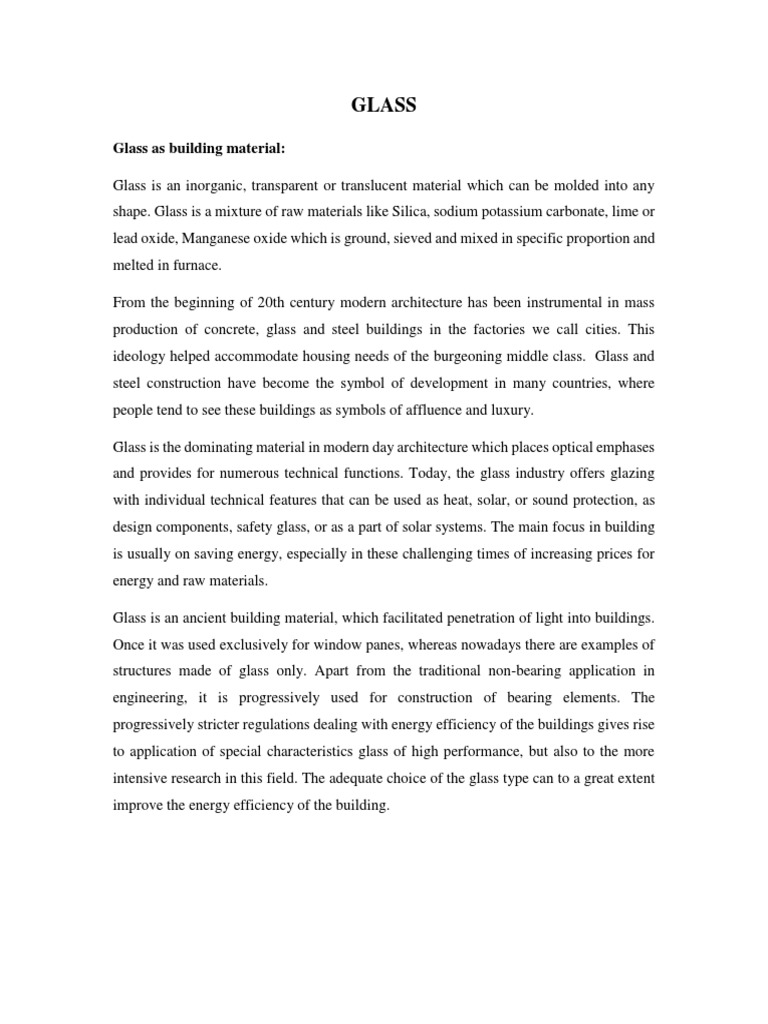Glass: Glass As Building Material | PDF | Glasses | Heat Treating