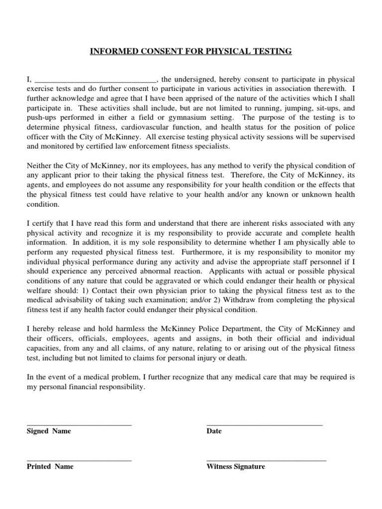 PT Consent Form PDF | PDF | Physician | Physical Fitness