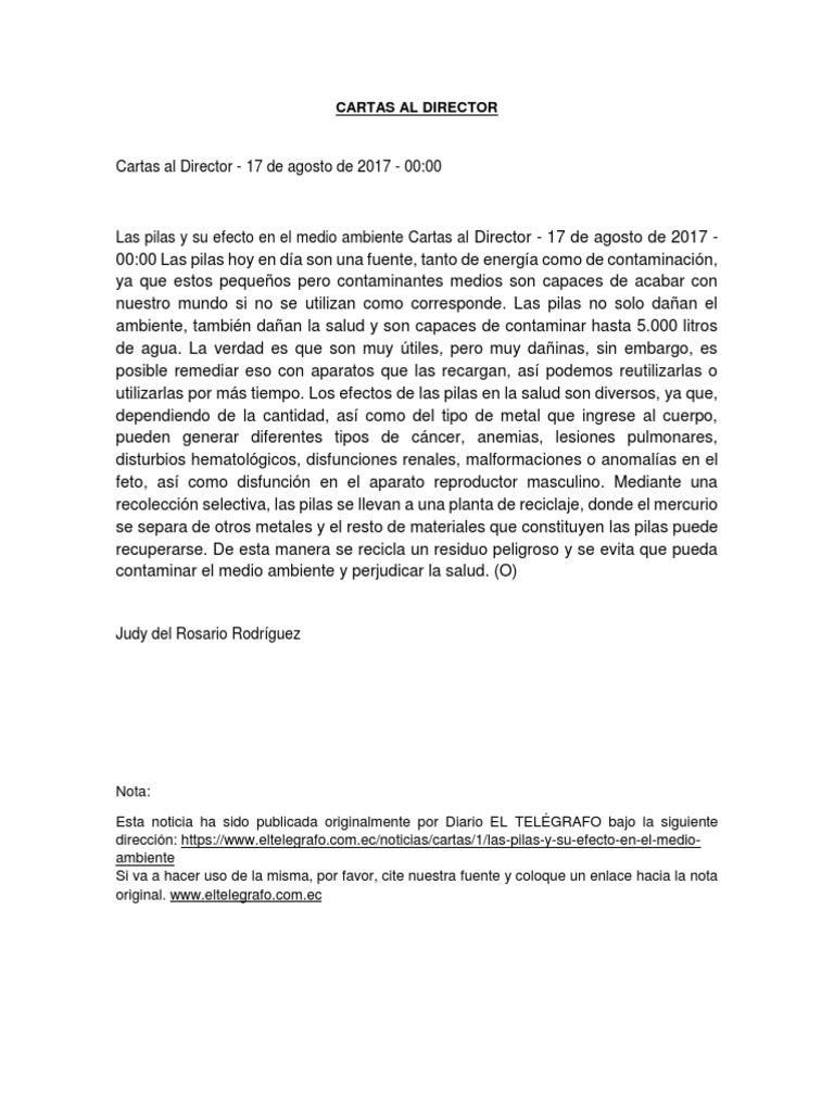 Modelo Carta Al Director | PDF | Ciencia y matemáticas