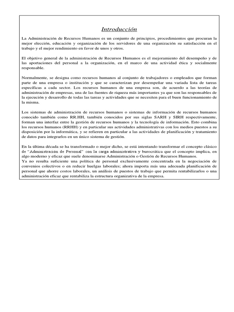Sistema de Gestión de Recursos Humanos en La Empresa | PDF | Gestión de ...