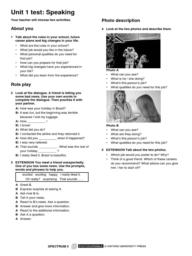 Speaking Test: School Rules & Careers | PDF | Question