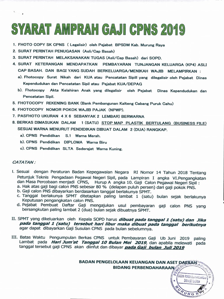 Syarat Amprah Gaji CPNS | PDF
