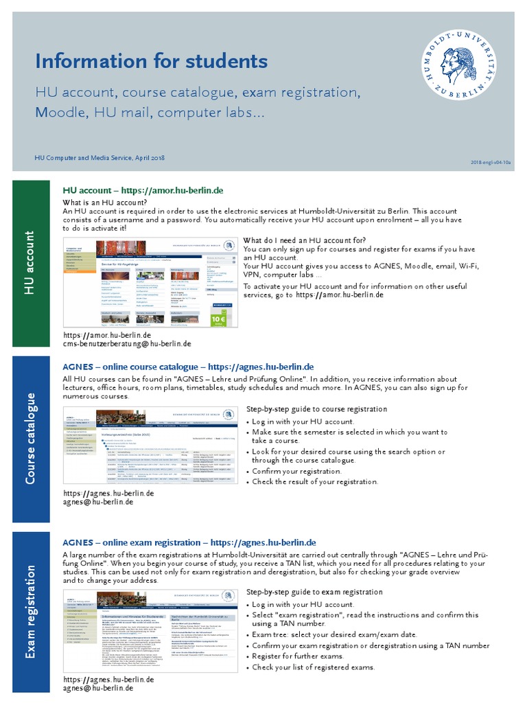 Information For Students: HU Account, Course Catalogue, Exam ...