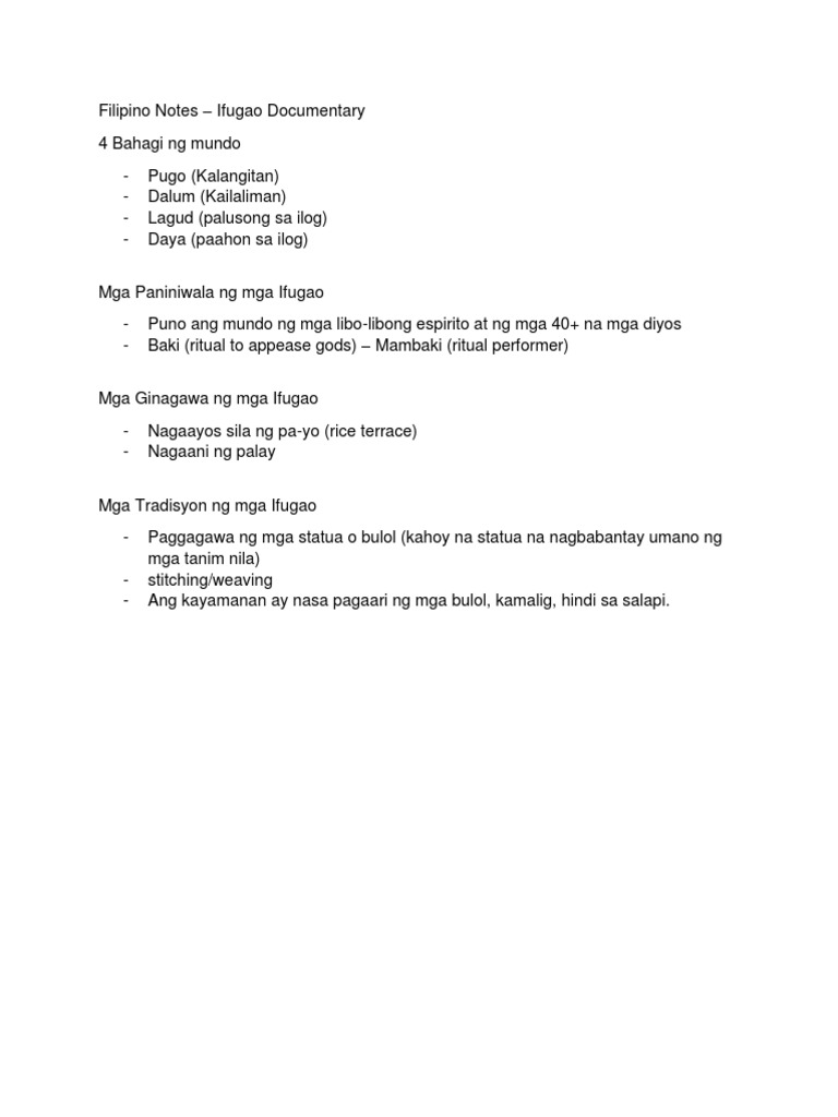 Ifugao Notes Filipino | PDF