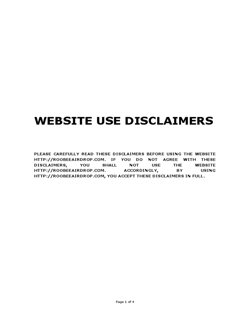Website Use Disclaimers: Page 1 of 4 | PDF | Disclaimer | Securities ...