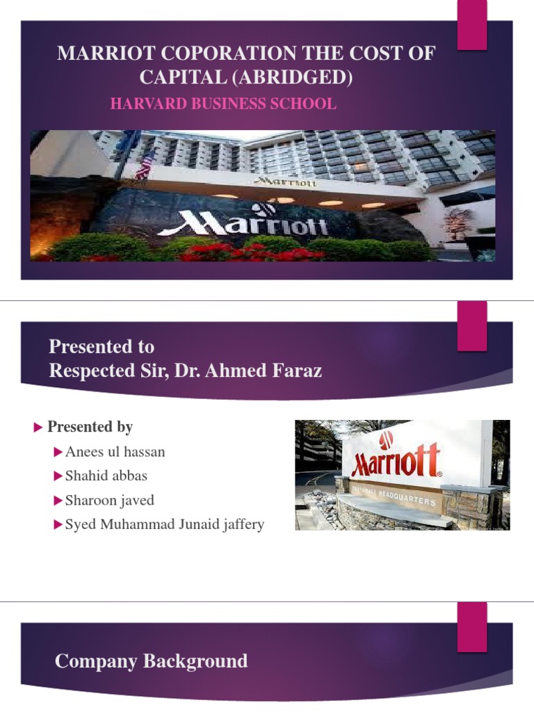 Case Study Marriot Ppts | PDF | Cost Of Capital | Capital Structure