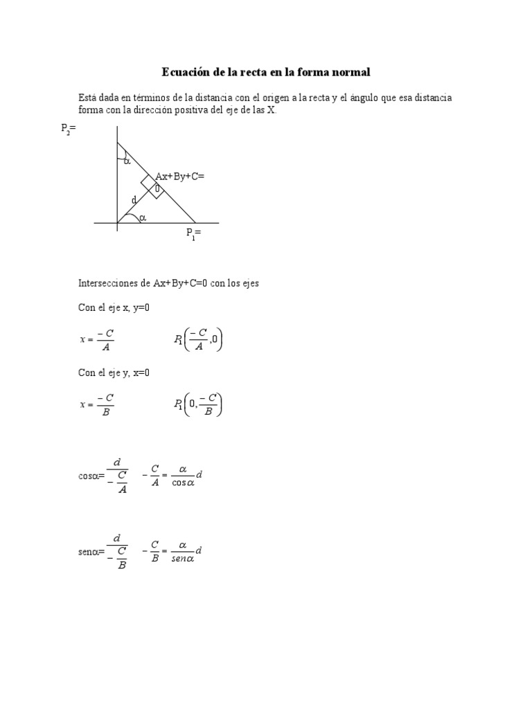 Ecuación de la recta en forma normal | PDF | Línea (geometría) | Geometría