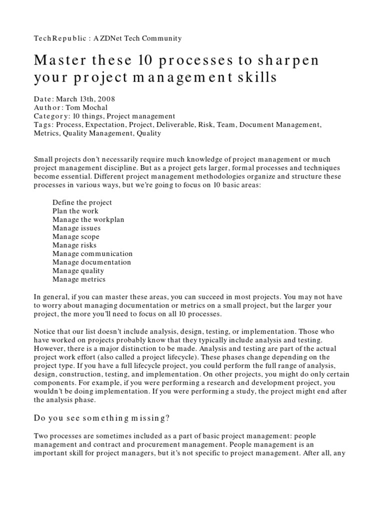 10 Project Management Skills | PDF | Project Management | Risk