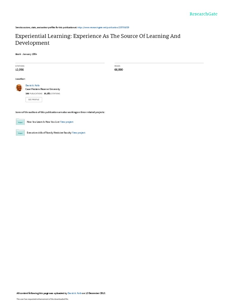 KOLB, D. (1984) - Experiential Learning Experience As The Source of ...