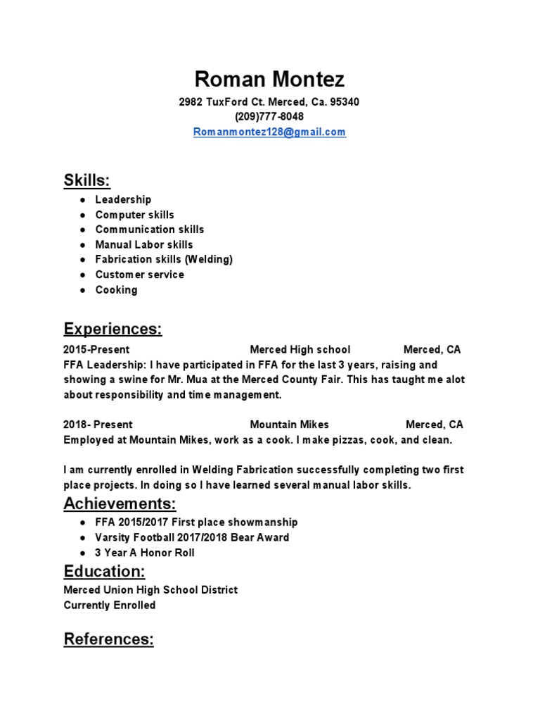 Roman Montez - Resume Cover Letter 25 Points Each | PDF