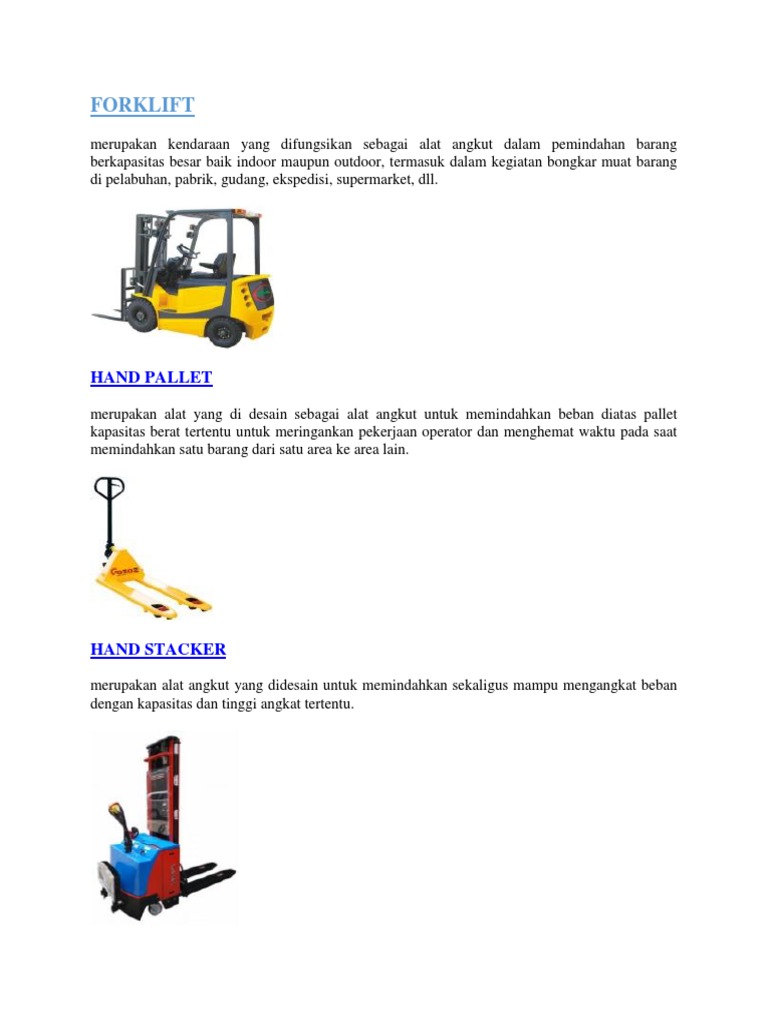 Peralatan Material Handling Industri | PDF | Bisnis | Teknologi & Rekayasa