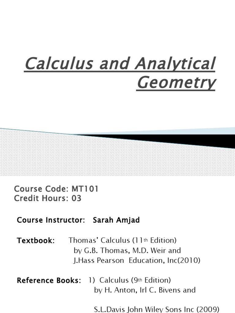 Calculus and Analytical Geometry, INTRO | PDF