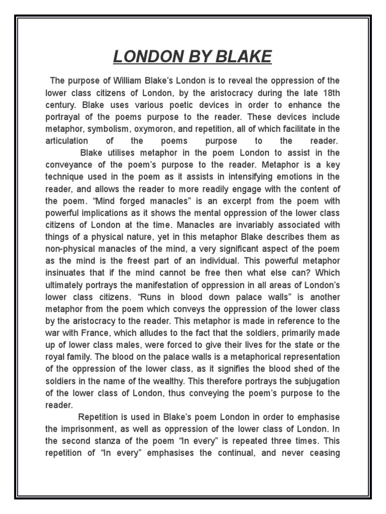 London by Blake | Download Free PDF | William Blake | Poetry