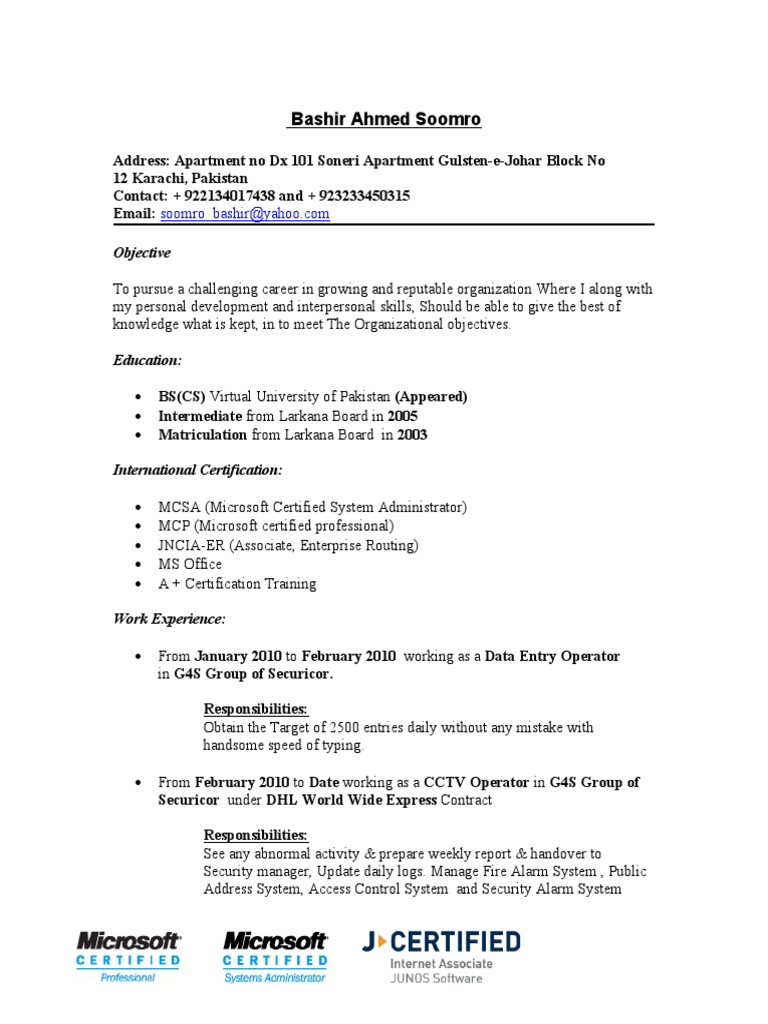CV Bashir IT | PDF | Computers