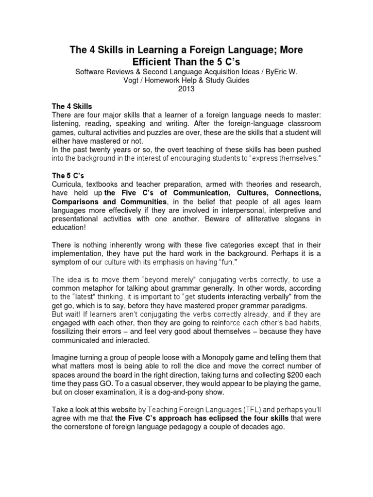 Mastering the Four Language Skills | PDF | Language Education | Foreign ...