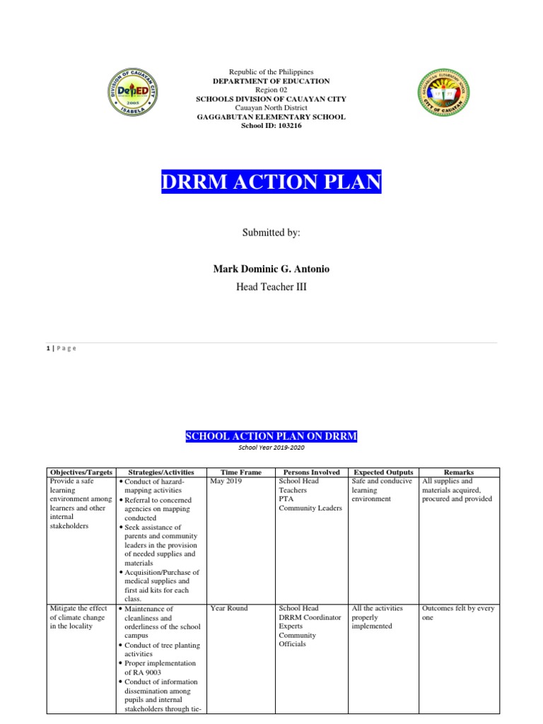 Action Plan DRRM | PDF | Learning | Business