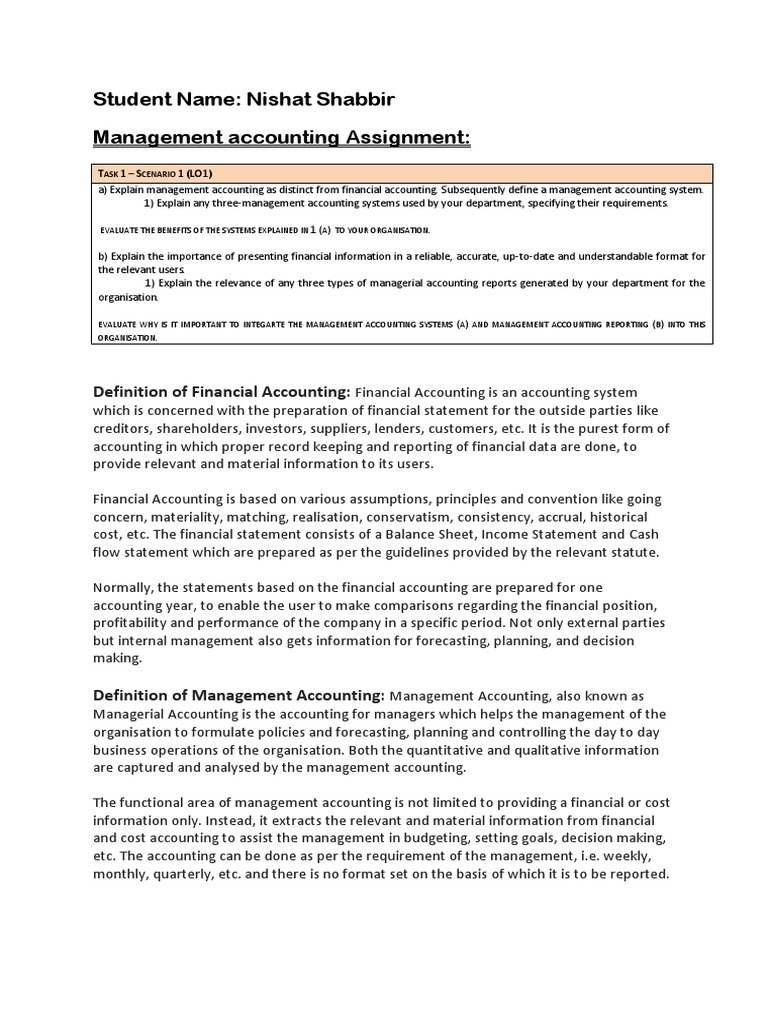 Managment & Accounting | PDF | Management Accounting | Financial Statement