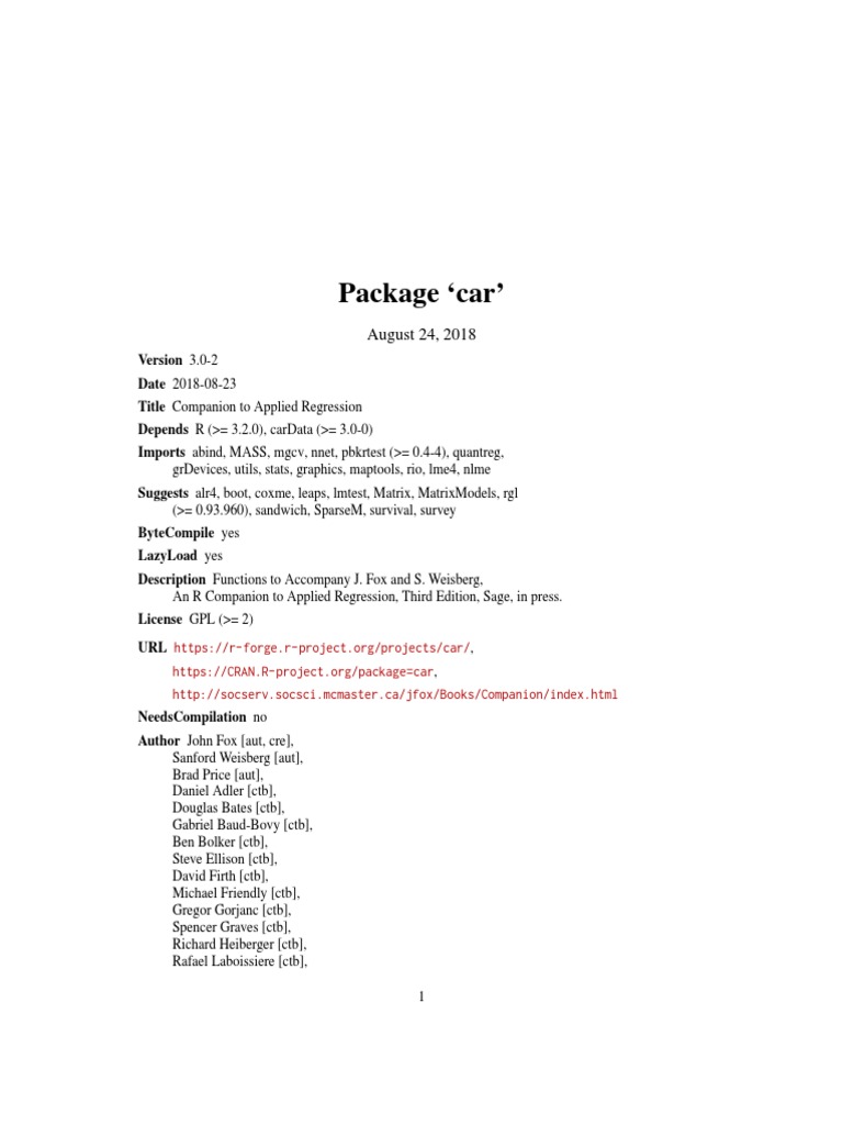 Car PDF | Download Free PDF | Bootstrapping (Statistics) | Errors And ...