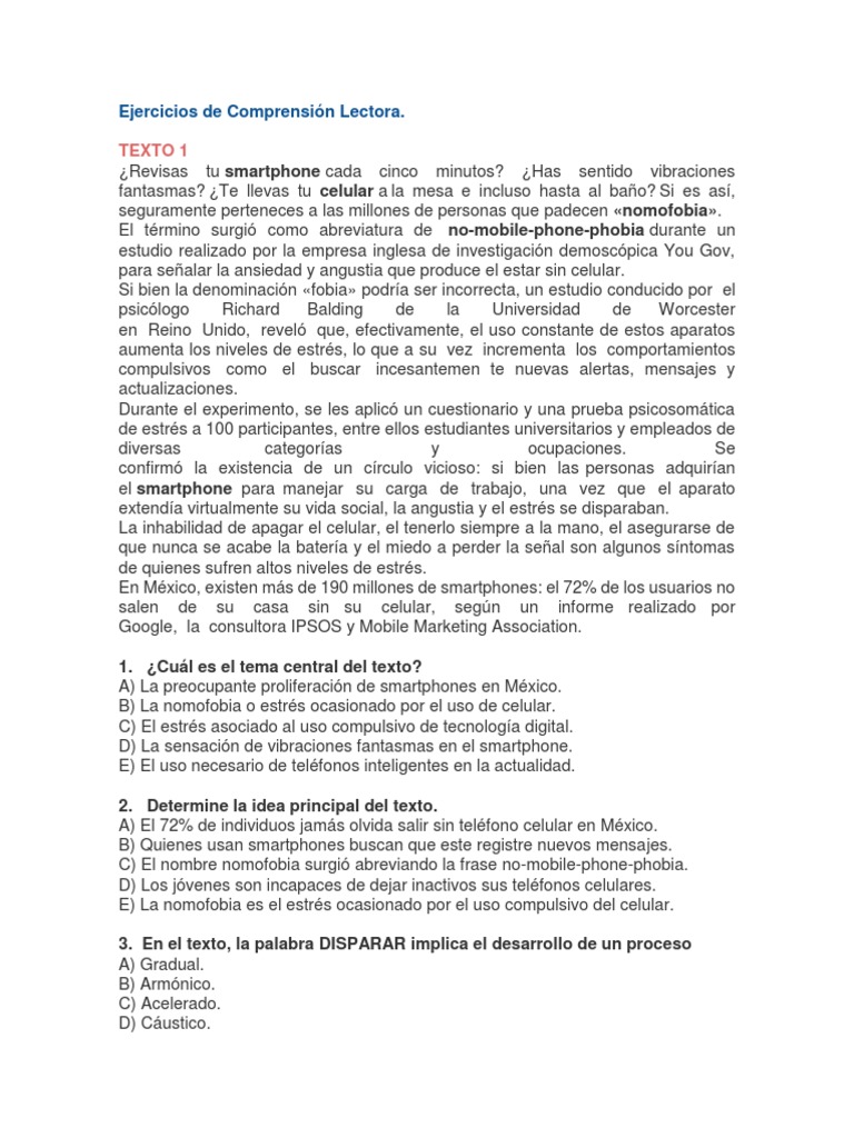 Ejercicios de Comprensión Lectora. - RESPUESTAS | PDF | Pseudociencia ...