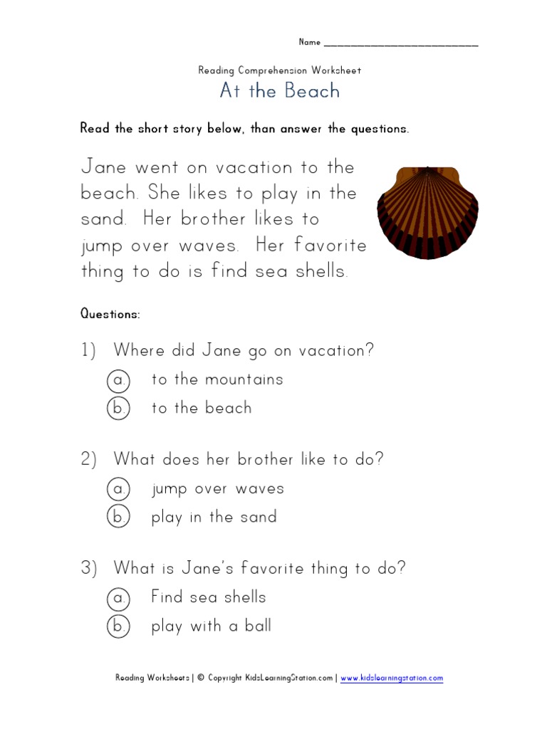 Beginner Reading Comprehension Beach PDF | PDF