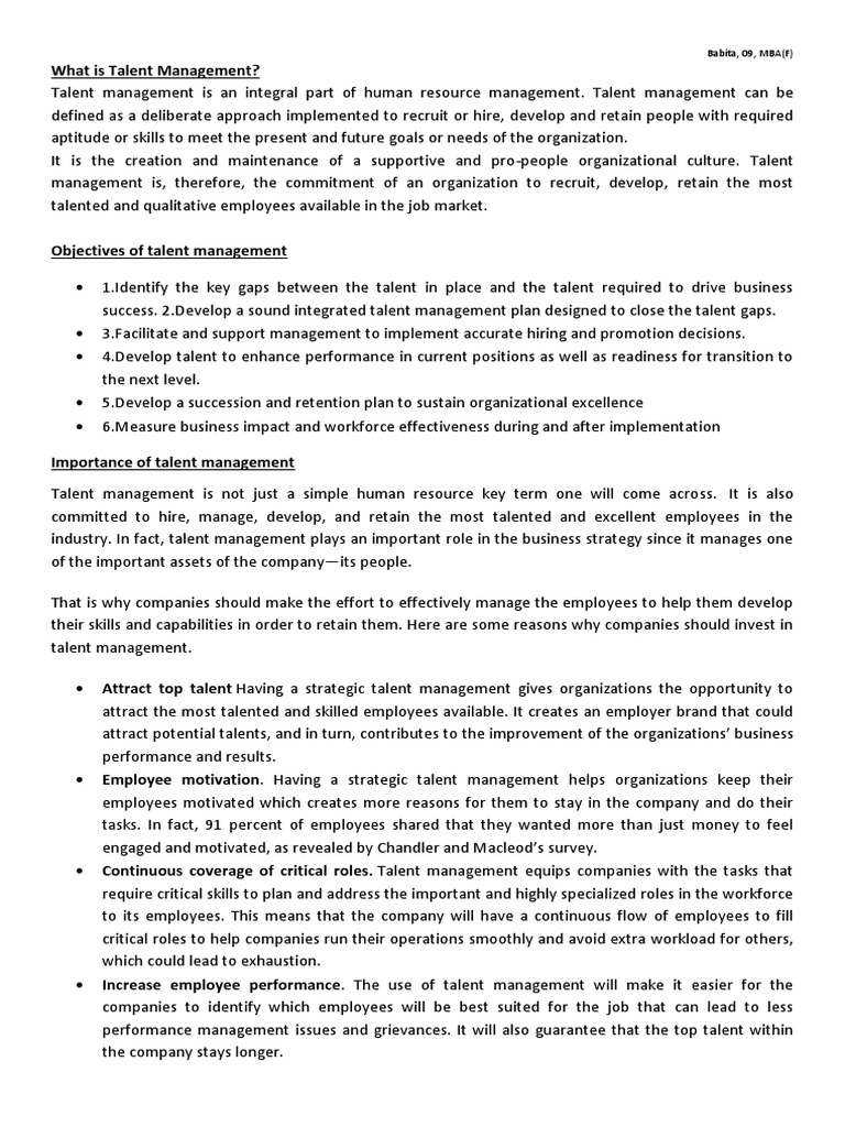 Talent Managemnt | PDF | Talent Management | Succession Planning