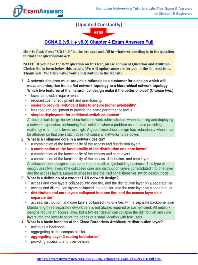 CCNA 2 (v5.1 + v6.0) Chapter 4 Exam Answers Full PDF | PDF | Network Switch | Router (Computing)