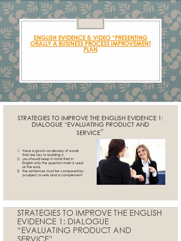 English Evidence 5: Video "Presenting Orally A Business Process ...