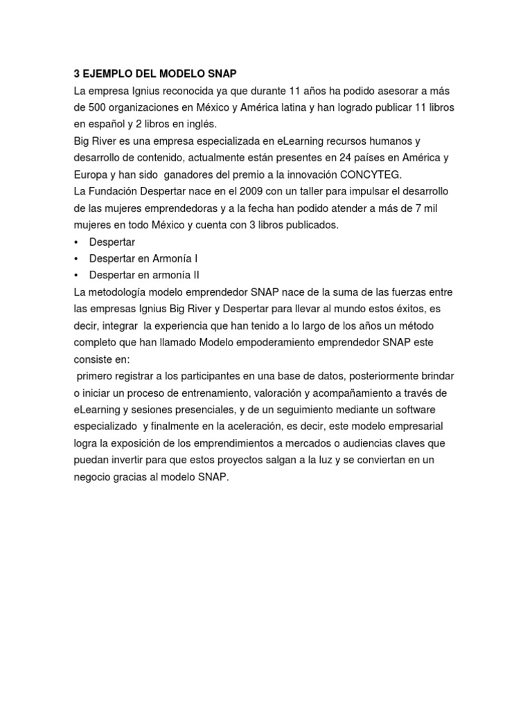 3 Ejemplo Del Modelo Snap | PDF
