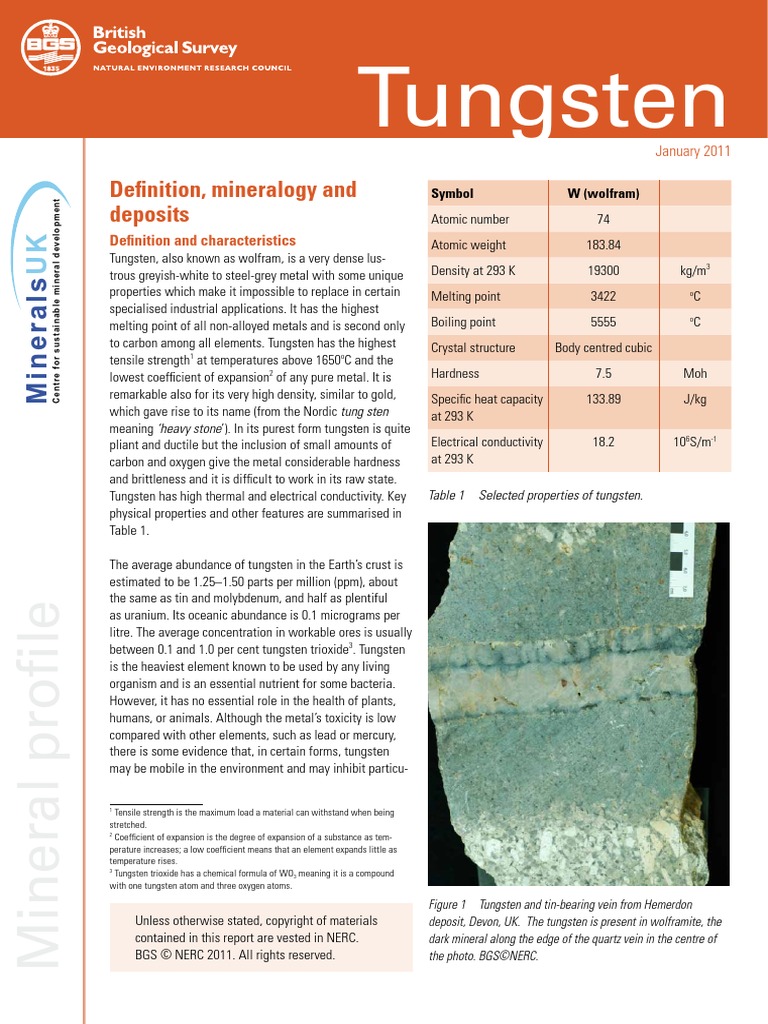 Tungsten PDF | PDF | Tungsten | Granite