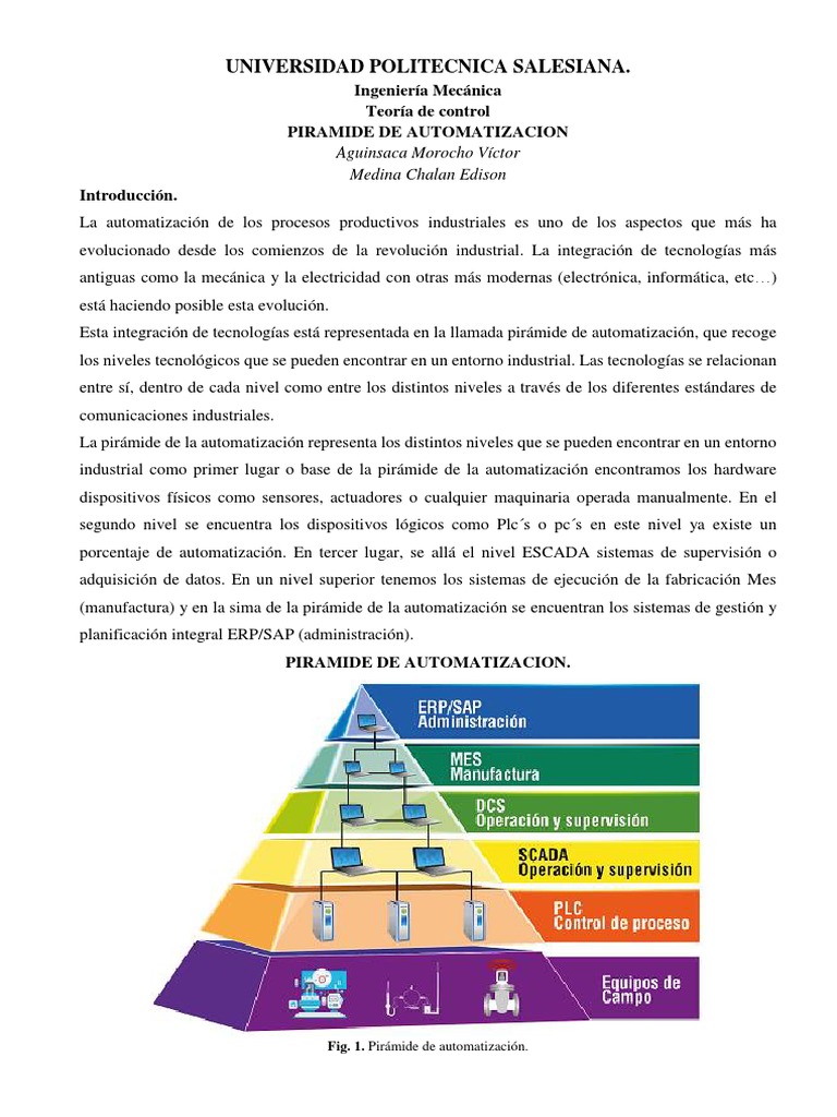 Nivel de La Piramide de Automatizacion | PDF | Automatización | Ingeniería