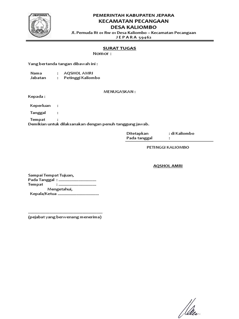 Surat Tugas Contoh Format Universal | PDF